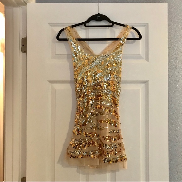 Wildcat | Tops | Wildcat Gold Sheer Sequins Tank | Poshmark